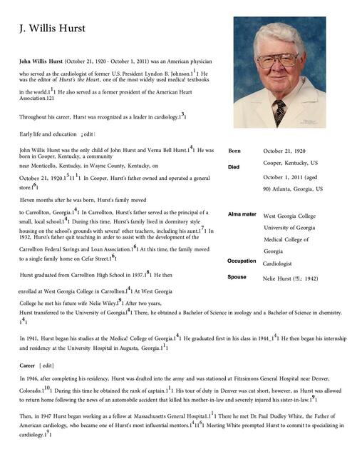 J Willis Hurst | Medicina y Farmacia | uDocz