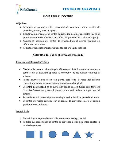 Centro de Gravedad Ficha para docente | Estanislao Nguema | uDocz