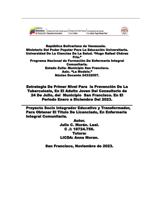 Prevención de la Tuberculosis | Julio Cesar Moran Leal | uDocz