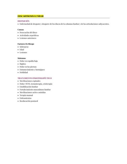 Discartrosis lumbar | Physio Studies | uDocz