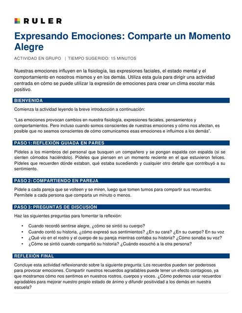 Expresando Emociones Comparte un Momento Alegre | Gladymar Torres | uDocz