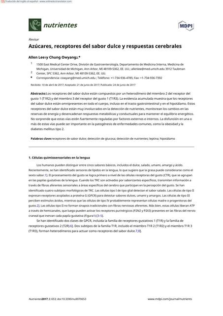 Azúcares, receptores del sabor dulce y respuestas cerebrales | Alan ...