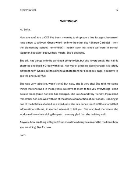 INTERMEDIATE 10 - WRITING 1 & 2 | samsstudy | uDocz