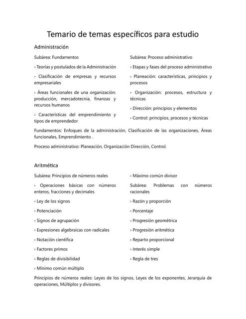 Temario específico licenciatura | Giovana López Giovana Monserrat | uDocz