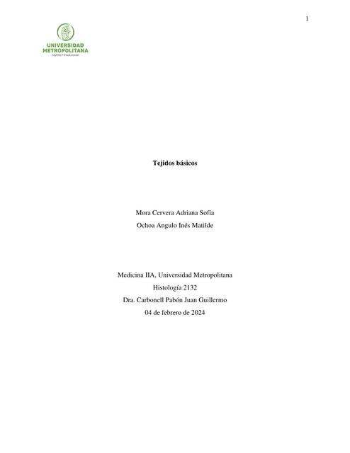 Tejidos básicos | Ines Matilde Ochoa Angulo | uDocz