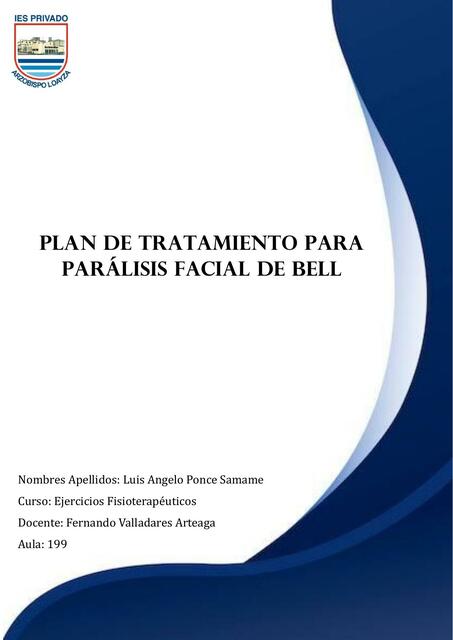 Plan de tratamiento para parálisis facial de Bell | Angelo Ponce | uDocz