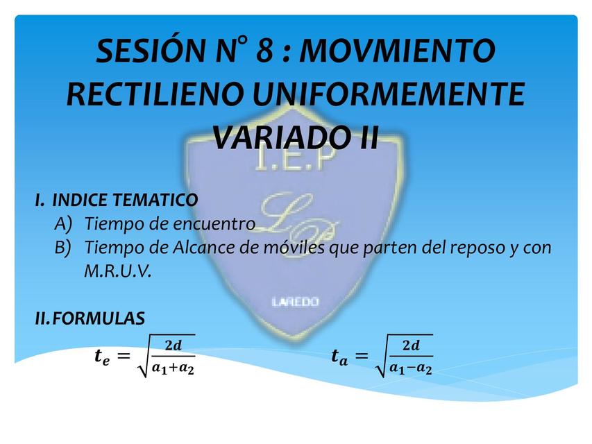 SESIÓN N 8 MOVIMIENTO RECTILIENO UNIFORMEMENTE VARIADO II | Edwin ...