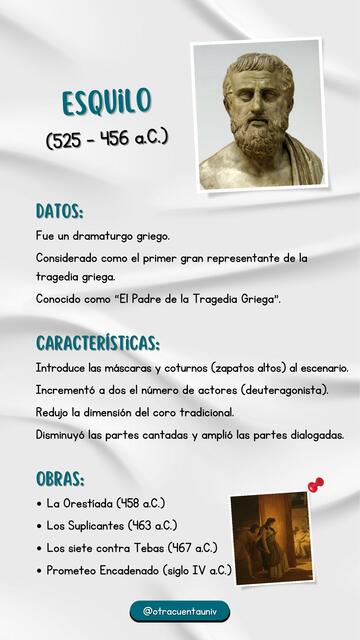 Biografía: Esquilo - Literatura Universal (Tragedia Griega) | Otra ...
