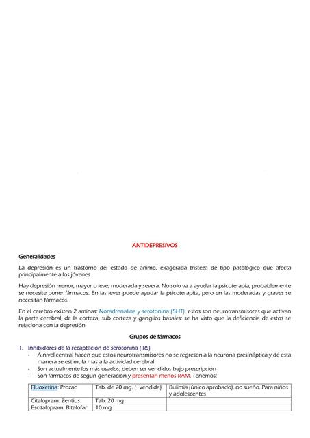 Antidepresivos y Antipsicóticos | Melany Ramirez Sanchez | uDocz