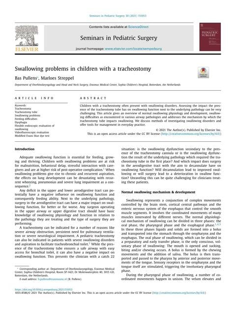 Swallowing Problems in Children with a Tracheostomy | Consuelo Vielma ...