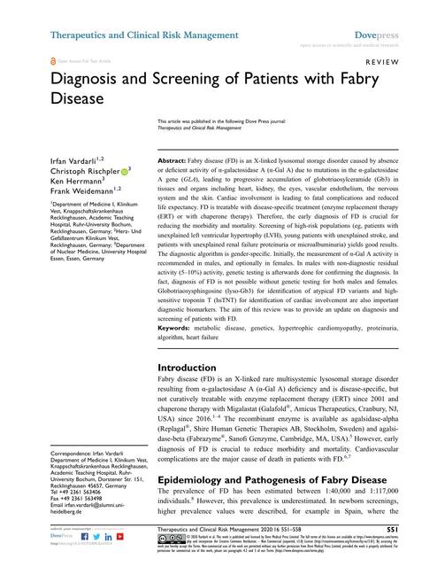 Diagnosis and Screening of Patients with Fabry Disease | LiquidOH愛 | uDocz