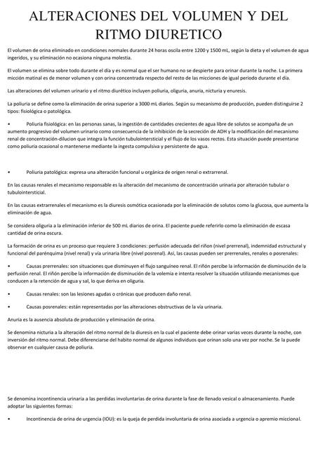 Alteraciones del volumen y del ritmo diuretico | Celeste Codutti | uDocz