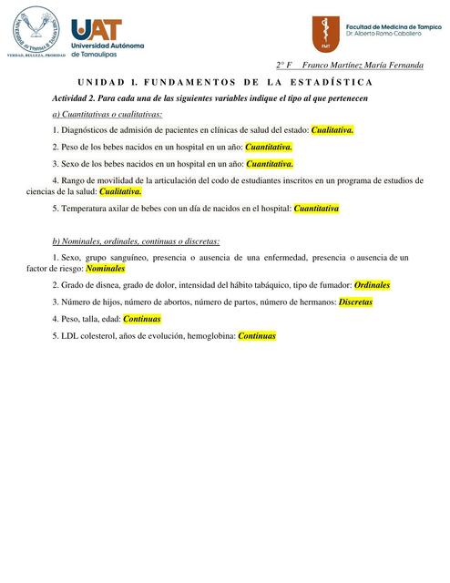 Tipos De Variables Fernanda Franco Udocz