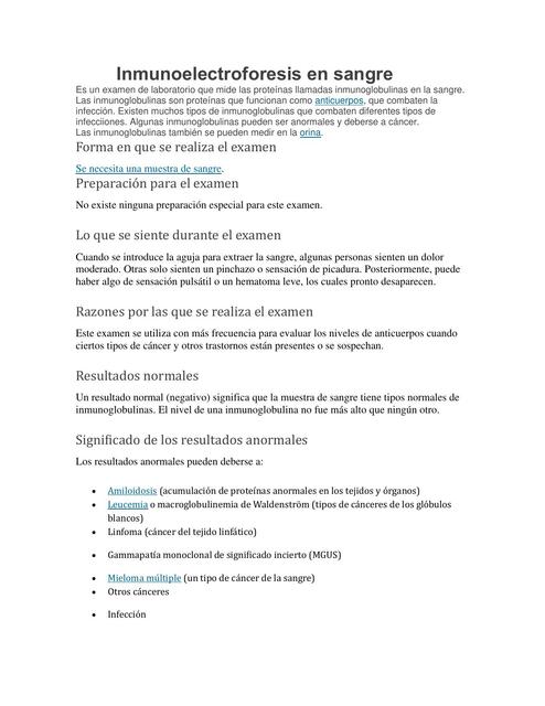 Inmunoelectroforesis en sangre | Aura Ester Peréz Rada | uDocz