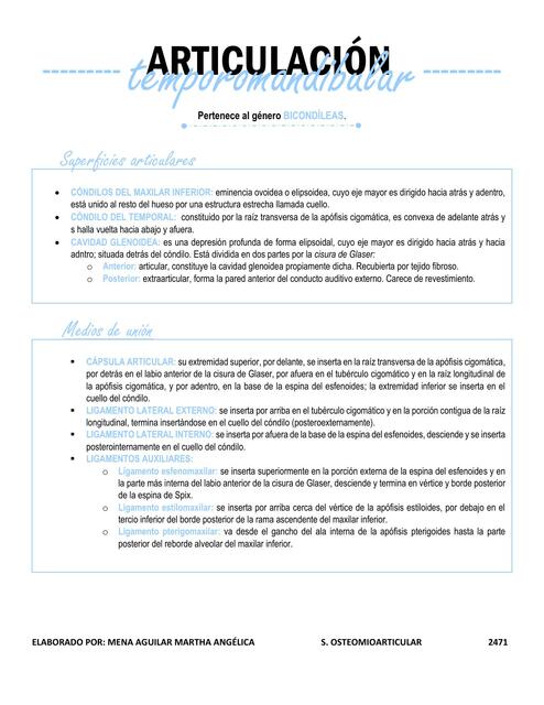 Articulación temporomandibular | Angélica Mena | uDocz