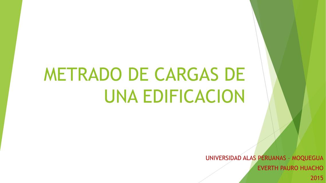 Metrado de cargas de una edificacion CARGA MUERTA Y VIVA SEGUN RNE PERU | José Luis Salazar | uDocz