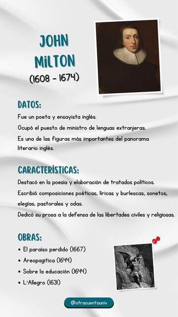 Biografía: John Milton - Literatura Universal (Barroco) | Otra Cuenta ...