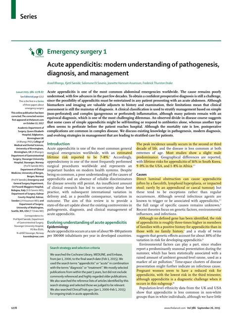 Acute appendicitis LANCET | Fernando | uDocz