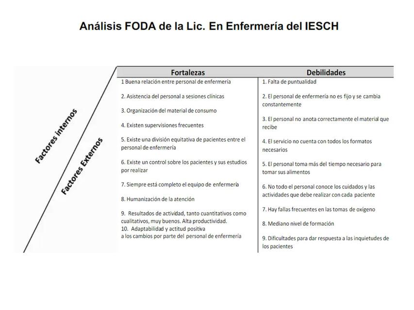 Análisis Foda en Enfermería | Cuidados y enfermería | uDocz