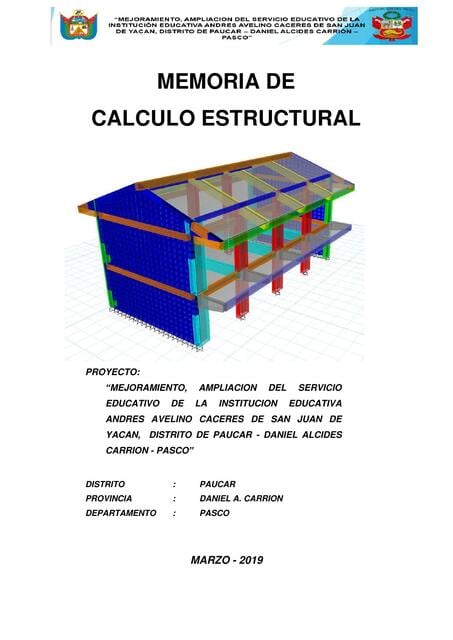 Memoria de cálculo estructural institución educativa | Noé Benavente ...