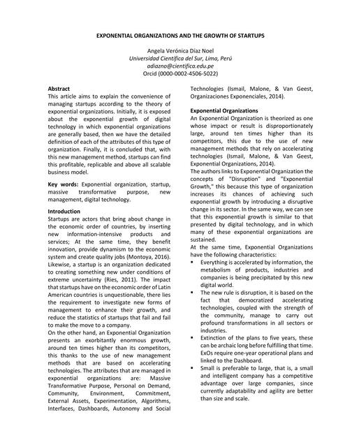 Exponential organizations and the growth of startups | Fabiana Salazar | uDocz