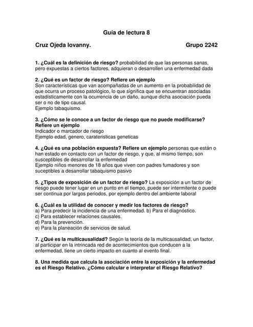 Guía de lectura 8 | IOVANNY CRUZ OJEDA | uDocz