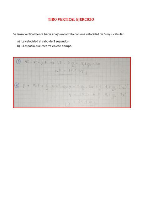 Tiro vertical ejercicio | Ana B. | uDocz