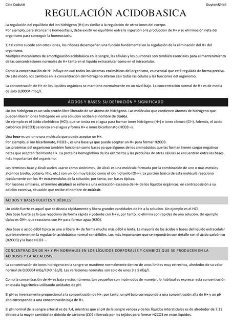 Regulacion acidobasica | Celeste Codutti | uDocz
