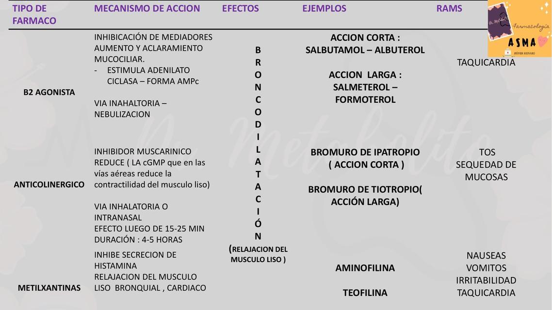 ASMA FARMACOLOGÍA BRONCODILATADORES súper fácil | Ghanddy Larrea | uDocz