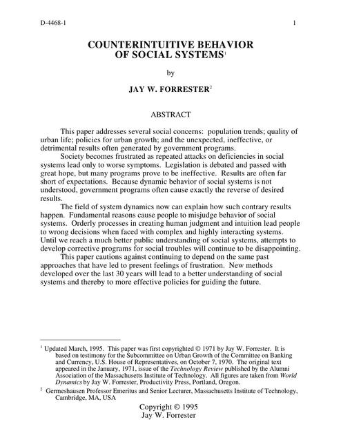 Counterintuitive Behavior Of Social Systems (1995) | HackerNews | uDocz