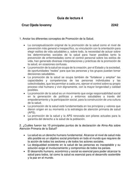 Guía de Lectura- Metodología para la Implementación de Promoción de la Salud | IOVANNY CRUZ ...