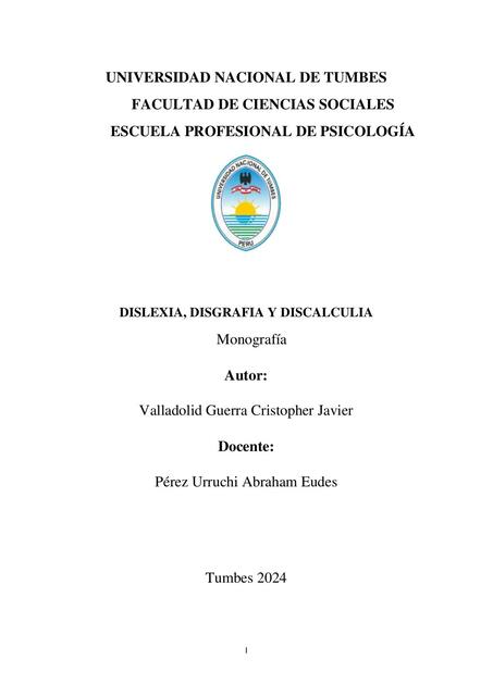 Dislexia, Digrafía y Discalculia | Cristopher Javier Valladolid Guerra ...
