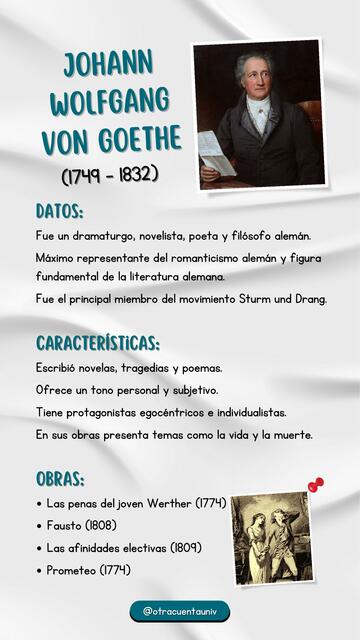 Biografía: Johann Wolfgang von Goethe - Literatura Universal (Romanticismo) | Otra Cuenta ...