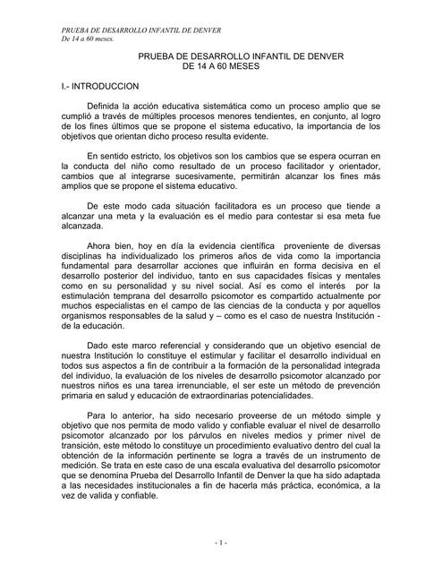 Prueba del Desarrollo Infantil de Denver 1 | YUDOC.ORG | uDocz