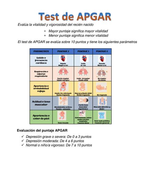 TEST DE APGAR | Carla D Taquichiri. | uDocz