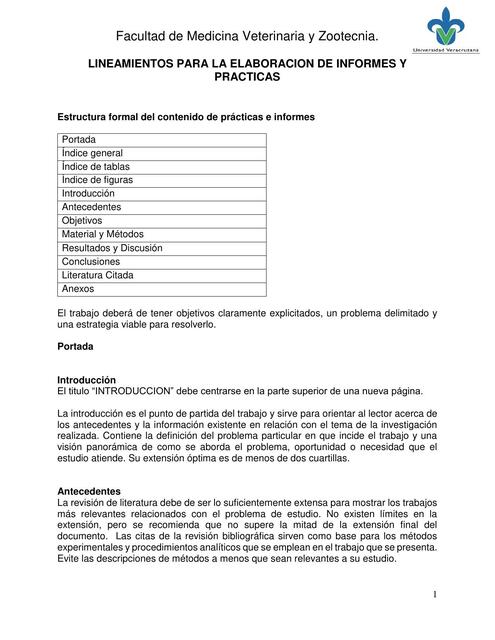 Lineamientos para la Elaboración de Informes y Prácticas | Nicole ...