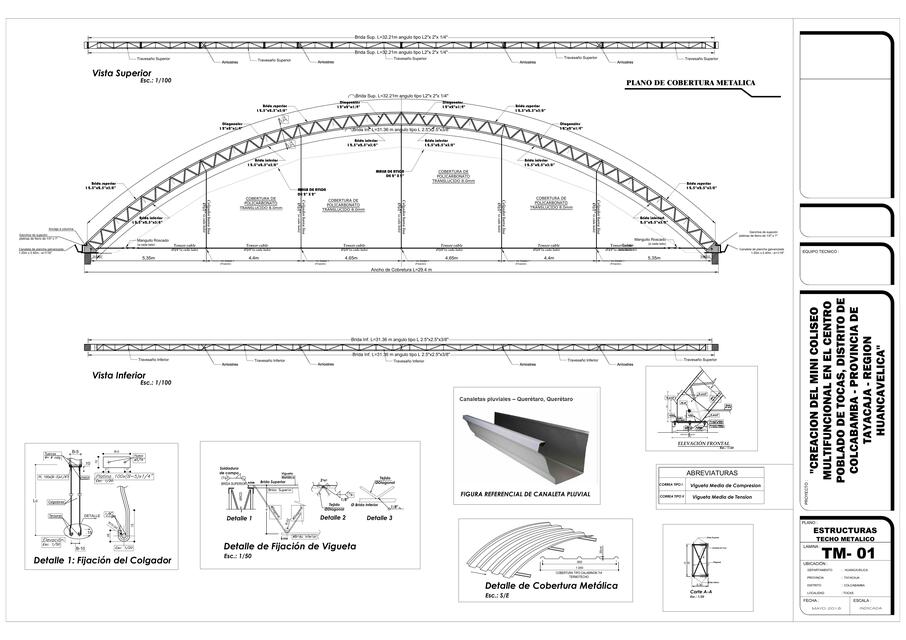 PLANO DE ESTRUCTURAS TECHO METALICO A1 | INGENIERIA Y CONSULTORIA | uDocz