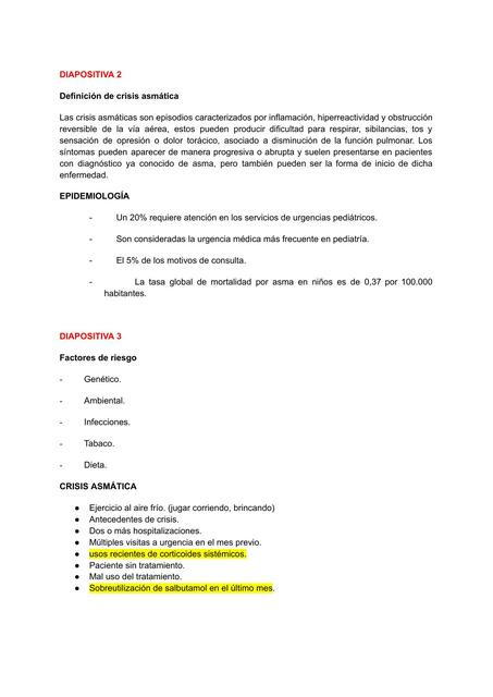Definición de Crisis Asmática | ana ballesteros | uDocz