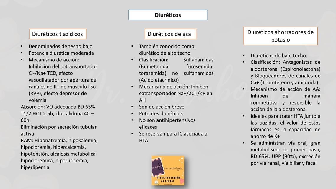 FARMACOLOGÍA DIURÉTICOS MUY FÁCIL por el Dr Metabolito | Ghanddy Larrea ...