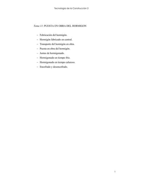 Puesta en Obra del Hormigón | Pablo Daniel Idoyaga Areco | uDocz