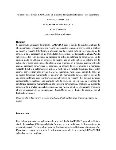 Aplicación del método RAMCODES en el diseño de mezclas asfálticas de ... Aplicación del método RAMCODES en el diseño de mezclas asfálticas de ...