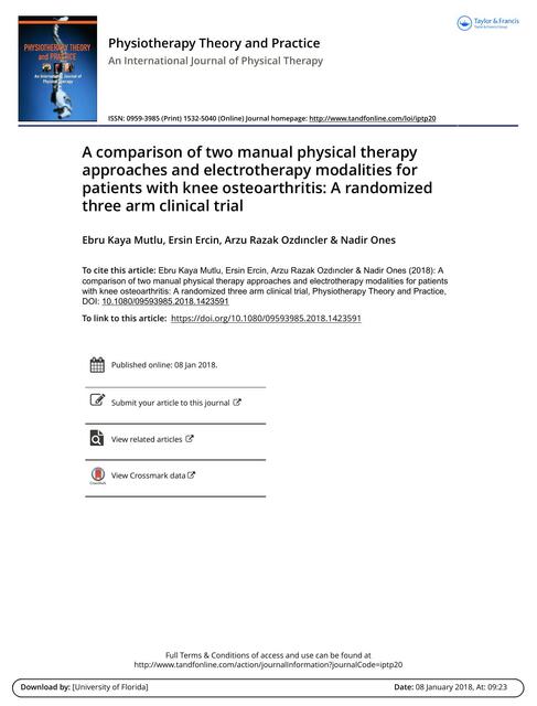 A Comparison of Two Manual Physical Therapy Approaches and ...