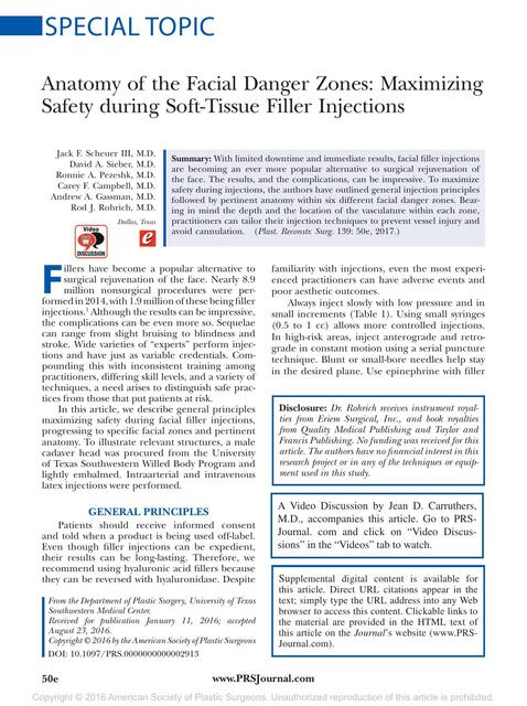 Anatomy of the Facial Danger Zones: Maximizing Safety during Soft ...