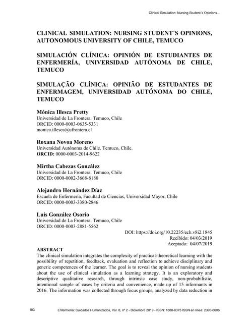 Clinical simulation: nursing student´s opinions, autonomous university ... Clinical simulation: nursing student´s opinions, autonomous university ...