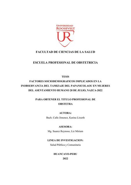 Factores sociodemográficos implicados en la inobservancia del tamizaje ...