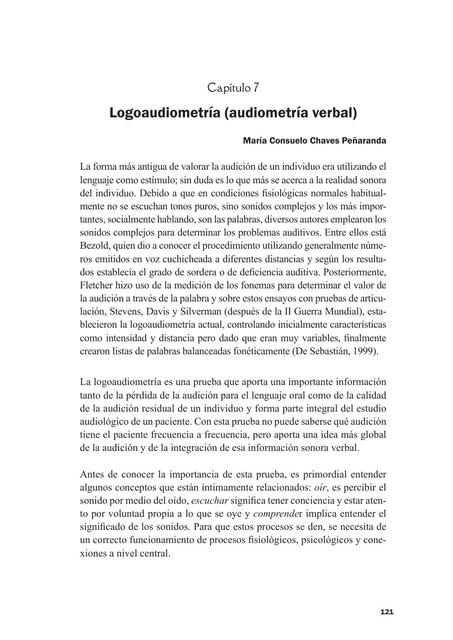 Logoaudiometría (audiometría verbal) | Medicina General 1 | uDocz