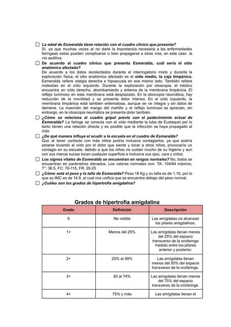 Preguntas del caso clinico sobre faringoamigdalitis | IOVANNY CRUZ OJEDA | uDocz