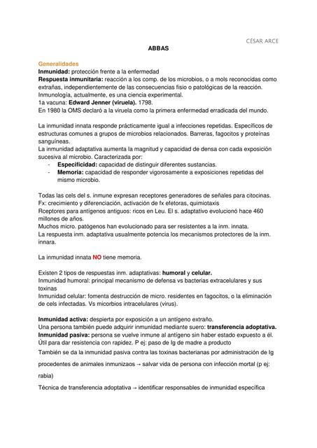 Resumen inmunología primer bloque | IOVANNY CRUZ OJEDA | uDocz