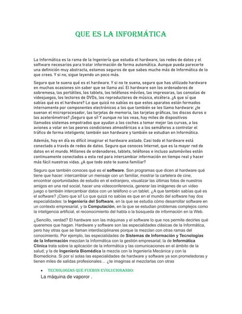 Qué es la Informática | Johan Stiven Giraldo Zapata | uDocz