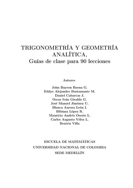 Trigonometria y Geometria Analitica | telemaco ian | uDocz